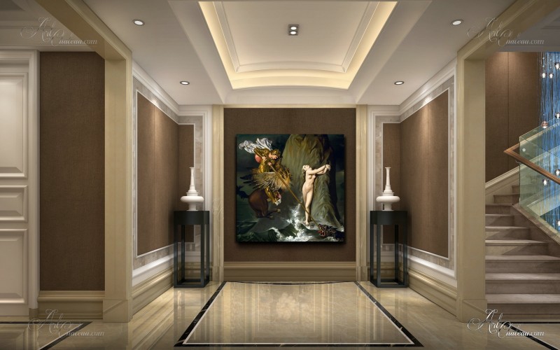 Ruggiero Rescuing Angelica after painting by Jean Ingres